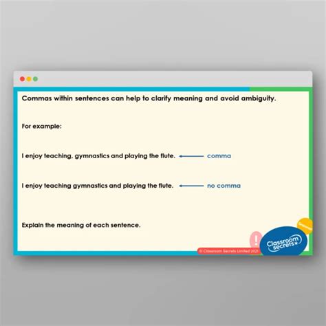 Year 5 Recognising Commas To Avoid Ambiguity Modelling Ppt Resource Classroom Secrets