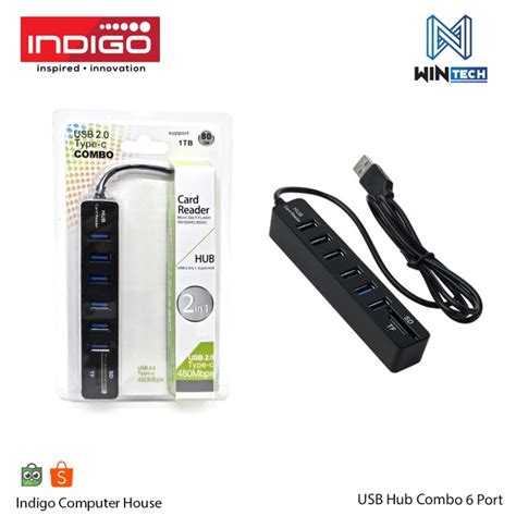 Jual Hub Combo 6 Port USB Hub 6 Port 2 In 1 Combo Card Reader SD TF Card Shopee Indonesia