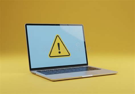 Laptop Displaying Warning Alert For Attention Or Error Stock
