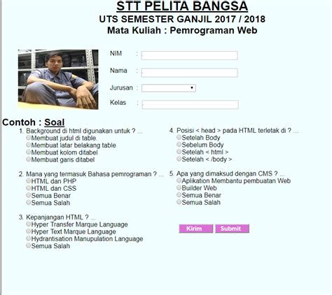 Latihan 5 Pembuatan Soal Di Html
