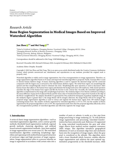 Pdf Bone Region Segmentation In Medical Images Based On Improved