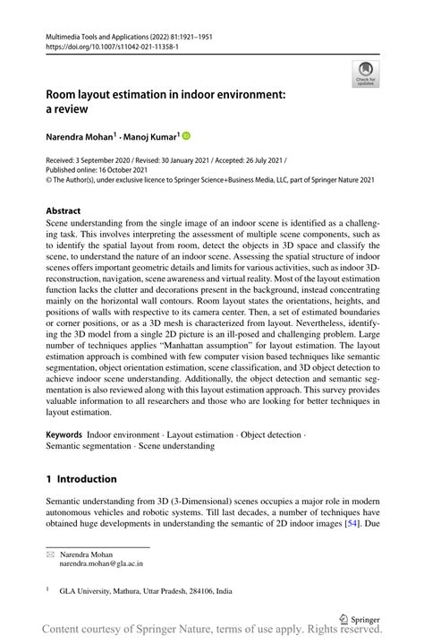 Room Layout Estimation In Indoor Environment A Review Request Pdf