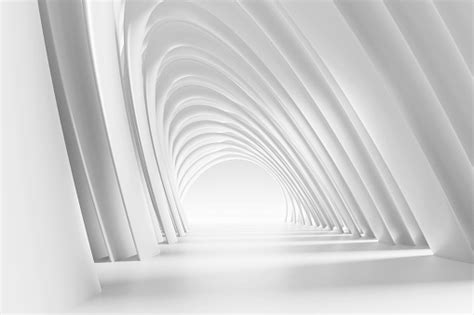 추상적 인 미래 지향적 인 건축 디자인의 3d 렌더링 자동차 프리젠 테이션을위한 흰색 콘크리트 바닥 아치 건축적 특징에 대한 스톡 사진 및 기타 이미지 Istock