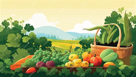Premium Vector Harvesting Of Vegetables And Fruits In The Field