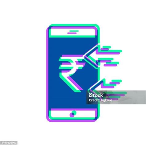 스마트폰으로 인도 루피를 받습니다 흰색 배경에 두 가지 색상이 오버레이된 아이콘 3차원 형태에 대한 스톡 벡터 아트 및 기타 이미지 3차원 형태 Brand Name