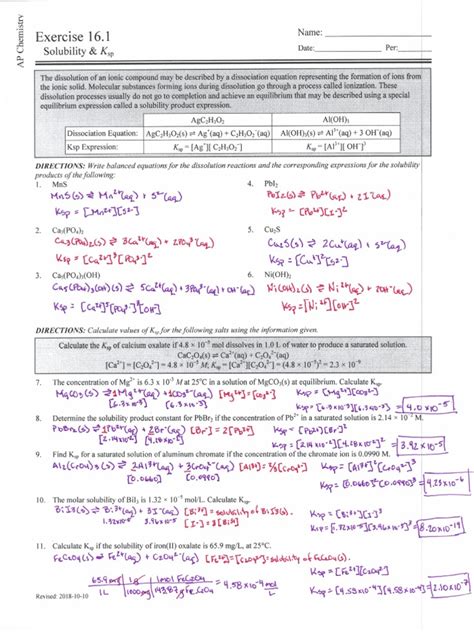 exercise 16 1 solubility and ksp answers pdf