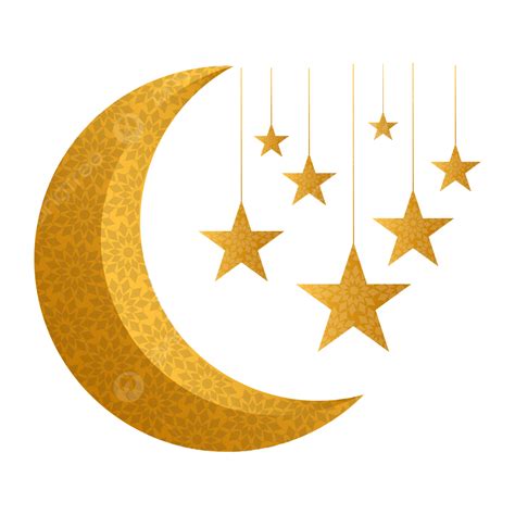 Ramadan Kareem Luna Y Estrella Decorativas Doradas Vector Png Ramadán
