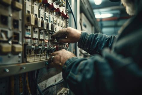 Premium Photo Electrical Panel Repair Electrician Switching Off Circuit Breakers In Fuse Box