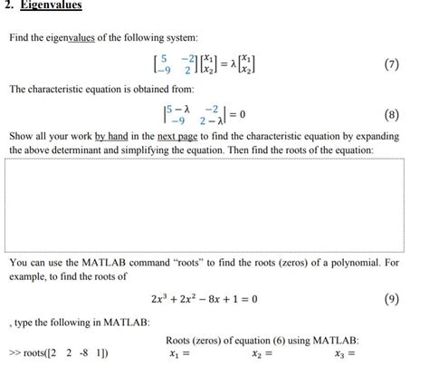 Solved 2 Eigenvalues Find The Eigenvalues Of The Following