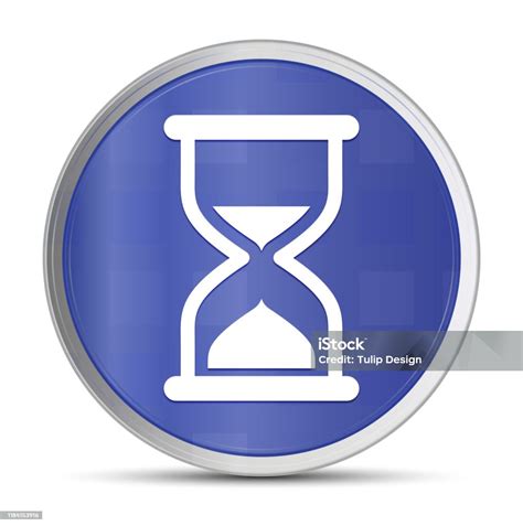 타이머 모래 모래 시계 아이콘 프라임 블루 둥근 버튼 벡터 일러스트 디자인 실버 프레임 푸시 버튼 개념에 대한 스톡 벡터 아트