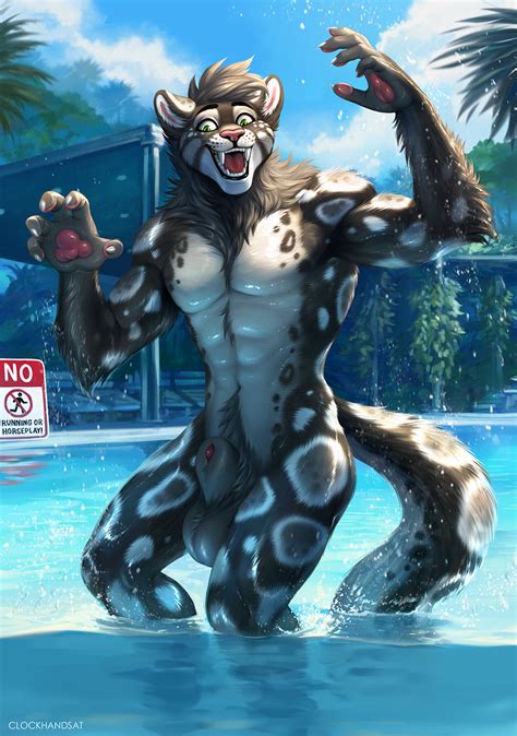Rule 34 Anthro Balls Black Body Black Fur Claws Clockhands Felid