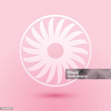 분홍색 배경에 격리된 인공 호흡기 기호 아이콘을 자른 용지 환기 표지판 종이 아트 스타일 벡터 3차원 형태에 대한 스톡 벡터 아트 및 기타 이미지 Istock