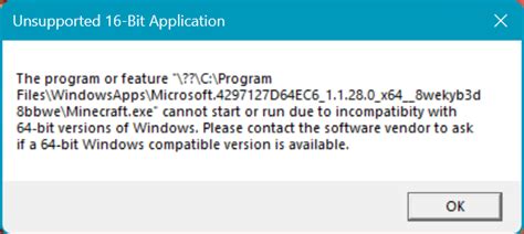 minecraft installation error 16 bit application not supported java