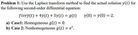 Solved Problem Use The Laplace Transform Method To Find Chegg