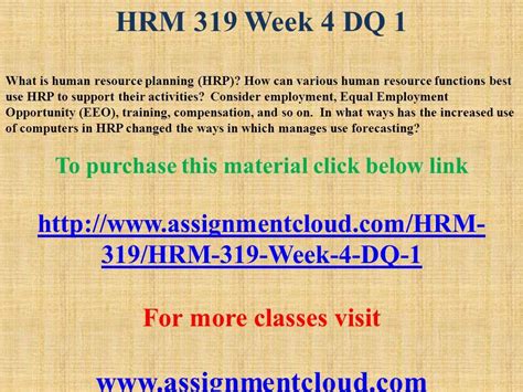 HRM 319 Week 4 DQ 1 What Is Human Resource Planning HRP How Can