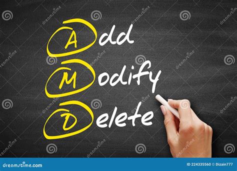 AMD Add Modify Delete Acronym Business Concept On Blackboard Stock Photo Image Of