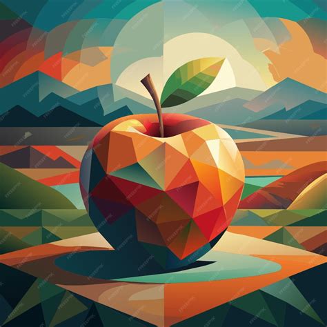 Cubismo Aplle Ilustración Vectorial Plana 2 Vector Premium Generado