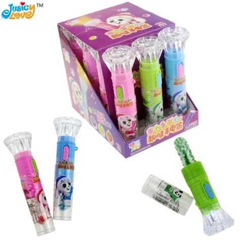 Hot Selling Lighting Diamond Torch Shape Flashlight Toy With Lollipop