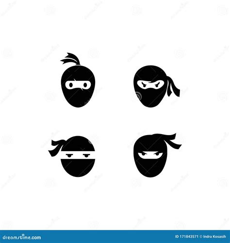 Ninja Warrior Icon Simple Black Ninja Head Logo Illustration Stock Vector Illustration Of