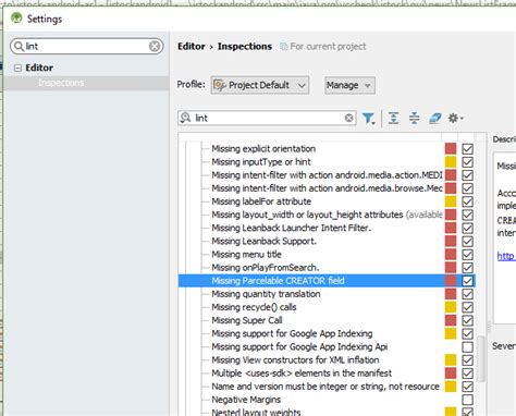 Lint In Android Studio 151 Is Not Working For Missing Permissions