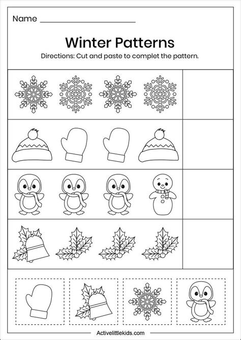 Winter Pattern Worksheet Winter Activities Preschool Winter Math