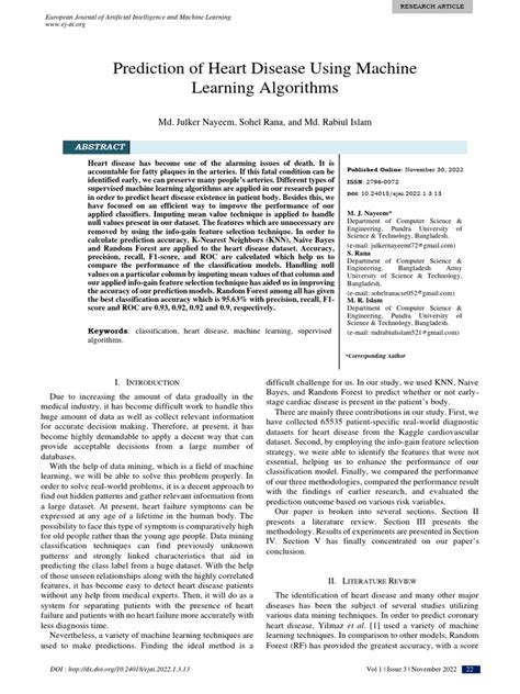 Prediction Of Heart Disease Using Machine Learning Pdf Machine