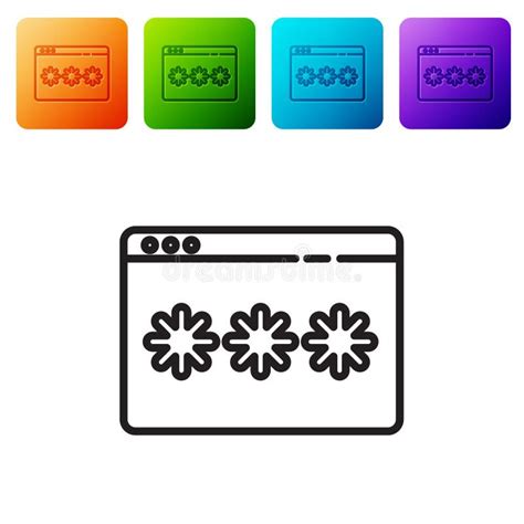 Black Line Password Protection And Safety Access Icon Isolated On White Background Security