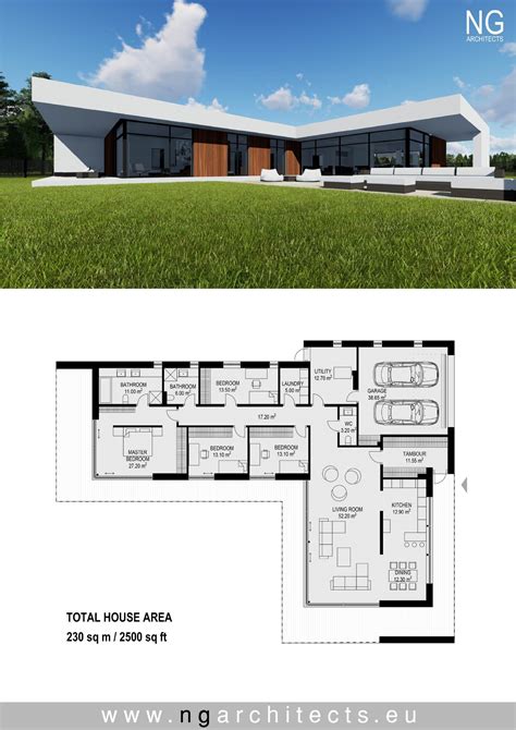 L Shaped House Plans Modern 2021 Villa One Floor Design Flat Villa