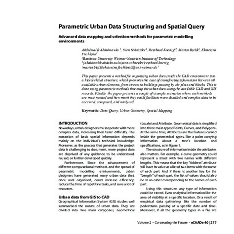 Pdf Parametric Urban Data Structuring And Spatial Query Advanced Data Mapping And Selection
