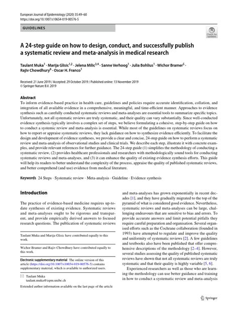 A 24 Step Guide On How To Design Conduct And Publish Sr And Ma Pdf Systematic Review Meta