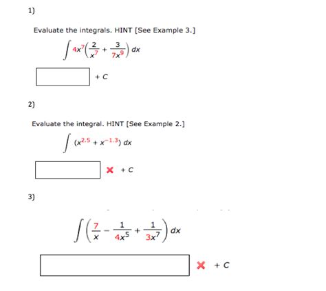 solved 1 evaluate the integrals hint [see example 3 ] 2