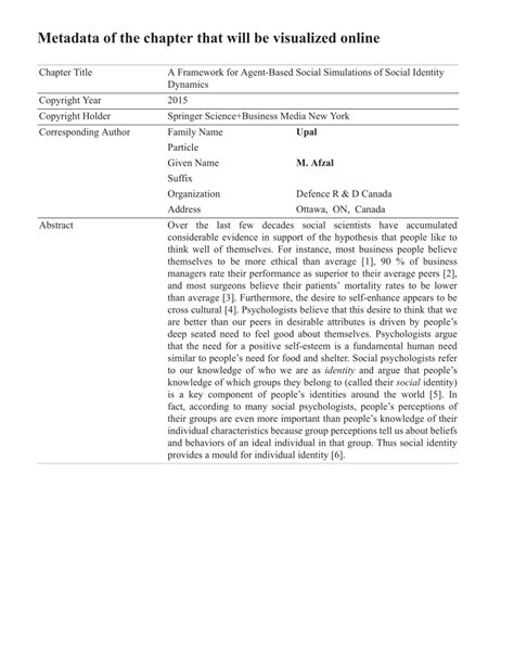 Pdf A Framework For Agent Based Social Simulations Of Social Identity Dynamics