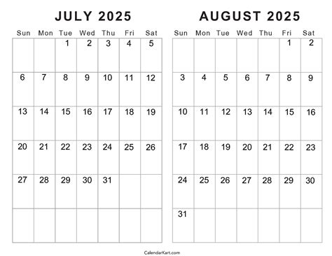 June July August 2025 Calendar Editable Calendar 2025