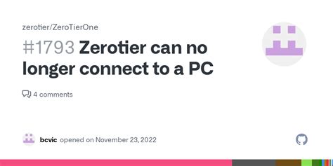 Zerotier Can No Longer Connect To A PC Issue 1793 Zerotier