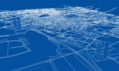 Outline City Concept Wire Frame Style Royalty Free Vector