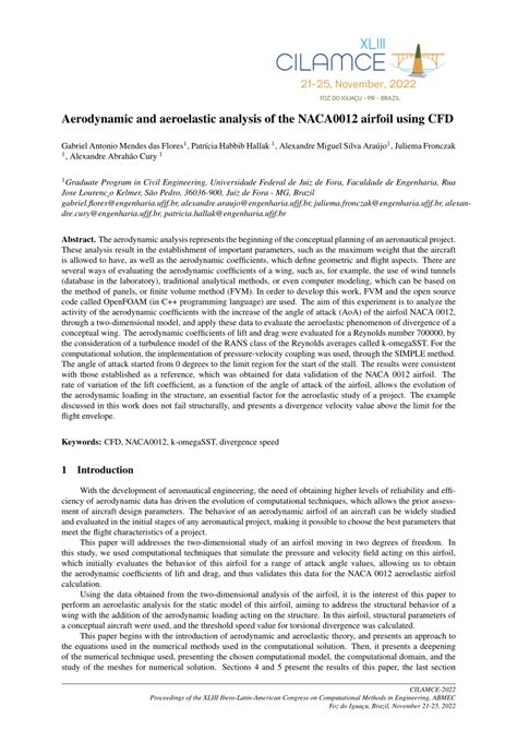 Pdf Aerodynamic And Aeroelastic Analysis Of The Naca0012 Airfoil