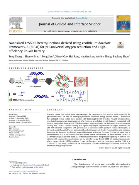 Pdf Nanosized Feszns Heterojunctions Derived Using Zeolitic