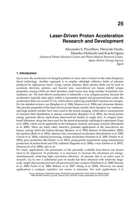 Pdf Laser Driven Proton Acceleration Research And Development