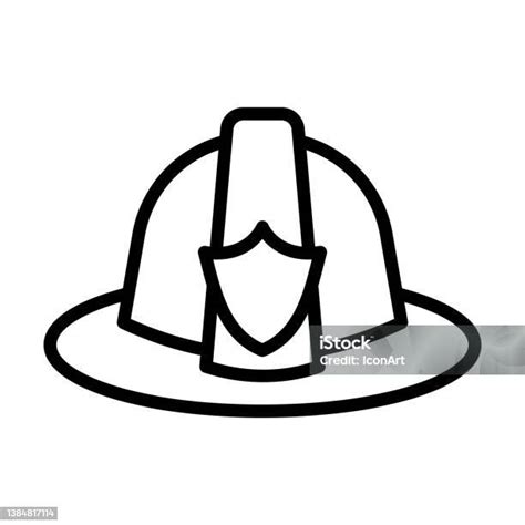 패션 컬렉션에서 소방관 모자 아이콘 얇은 선형 소방관 모자 소방관 흰색 배경에 격리 된 모자 윤곽 아이콘 라인 벡터 소방관 모자 기호 웹 및 모바일 기호 0명에 대한 스톡