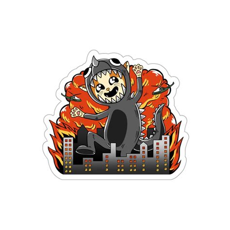 Catzilla Cute Cat Sticker Vinyl Sticker Hydroflask Etsy