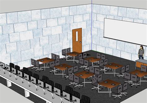 白色墙壁现代教室 Su模型学校建筑土木在线