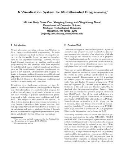 A Visualization System For Multithreaded Programming Michigan