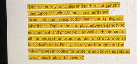 Solved Discuss The Key Principles And Patterns Of Genetic