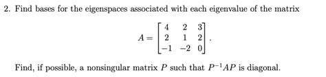Solved Find Bases For The Eigenspaces Associated With Each
