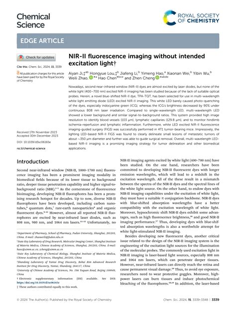 Pdf Nir Ii Fluorescence Imaging Without Intended Excitation Light
