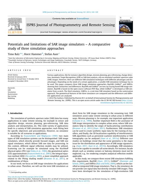 Pdf Potentials And Limitations Of Sar Image Simulators A