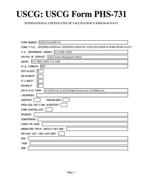Phs Form 731 Fill Online Printable Fillable Blank Pdffiller