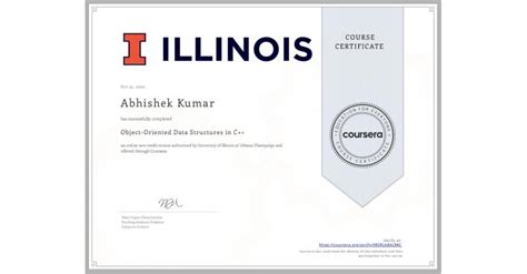 Abhishek Kumar On Linkedin Completion Certificate For Object Oriented Data Structures In C