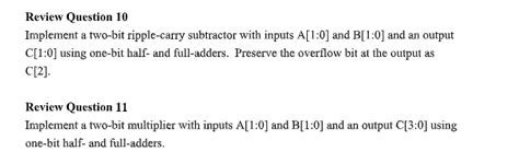 Solved Review Question Implement A Two Bit Ripple Carry Chegg Com