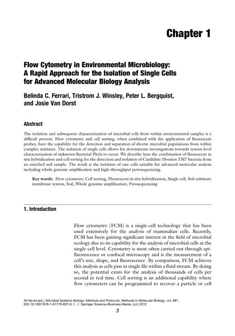 Pdf Flow Cytometry In Environmental Microbiology A Rapid Approach